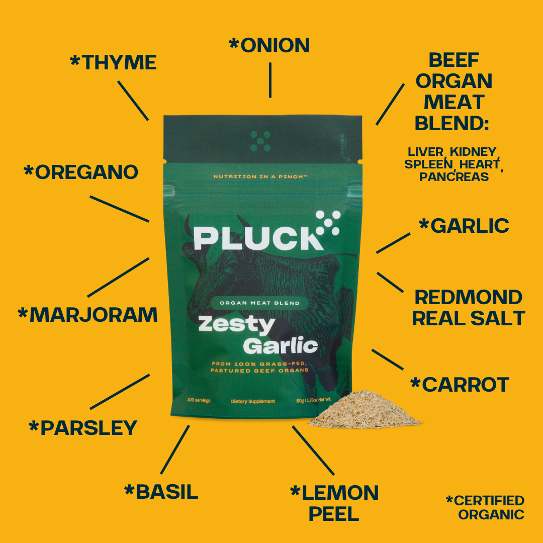 Pluck Organ Meat Blend, Zesty Garlic, 50g – PureTraditions